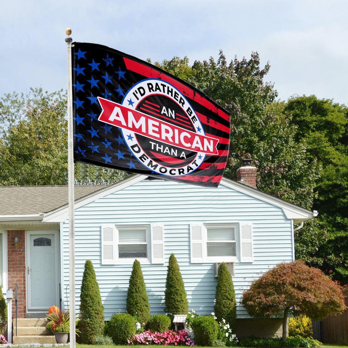 I'd Rather Be An American Than Democrat 3 x 5 Flag – Republican Dogs